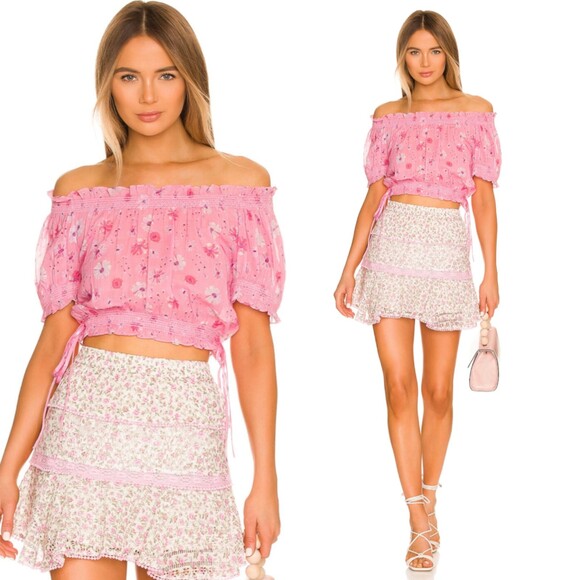 LoveShackFancy | Tops | New Loveshackfancy Rosalinda Crop Top In Coral ...